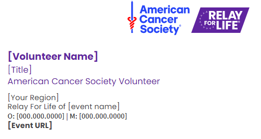 RFL Business Card Template - American Cancer Society Resources