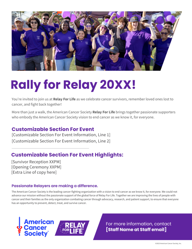 Relay For Life Customizable Save the Date Flyer - American Cancer ...